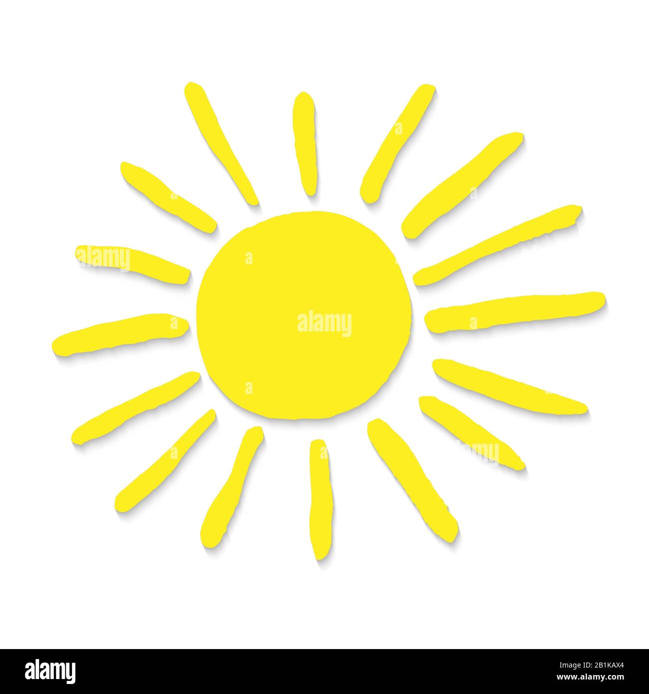 Hand drawn sun. Yellow sun isolated on white background Stock Vector ...