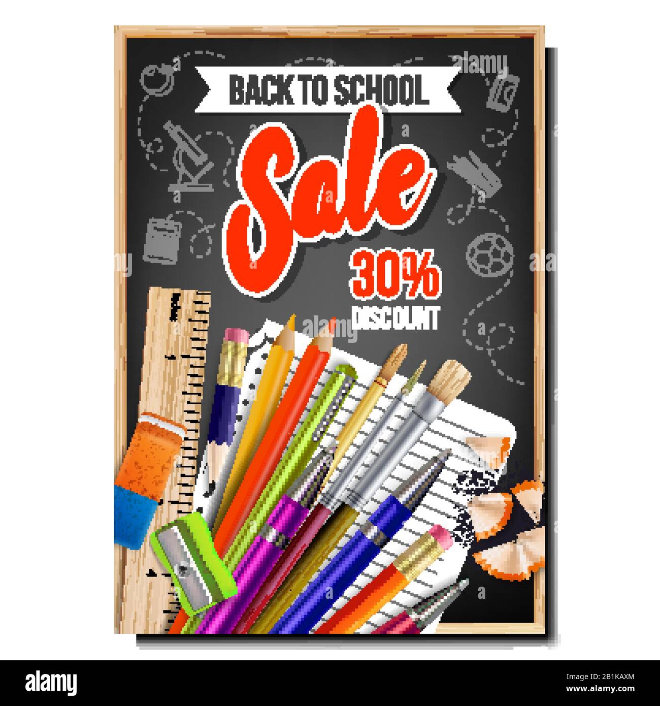 School Tools Store Sale Advertise Poster Vector Stock Vector Image ...