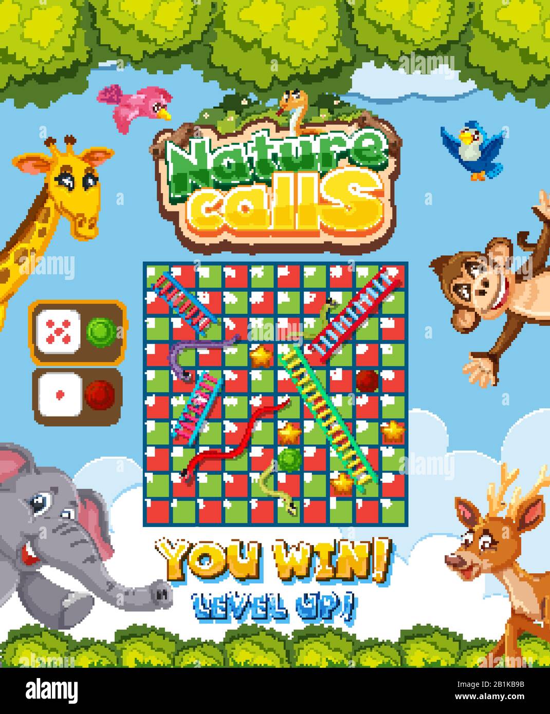 Background screen design for boardgame with wild animals in forest ...