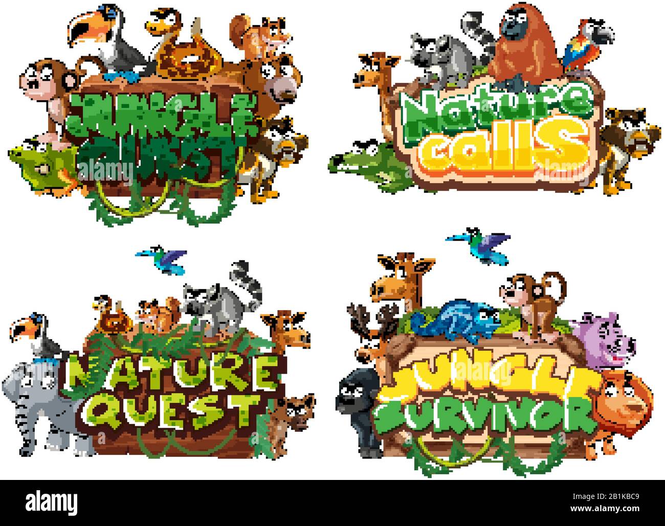 Font design for word related to nature with wild animals illustration ...
