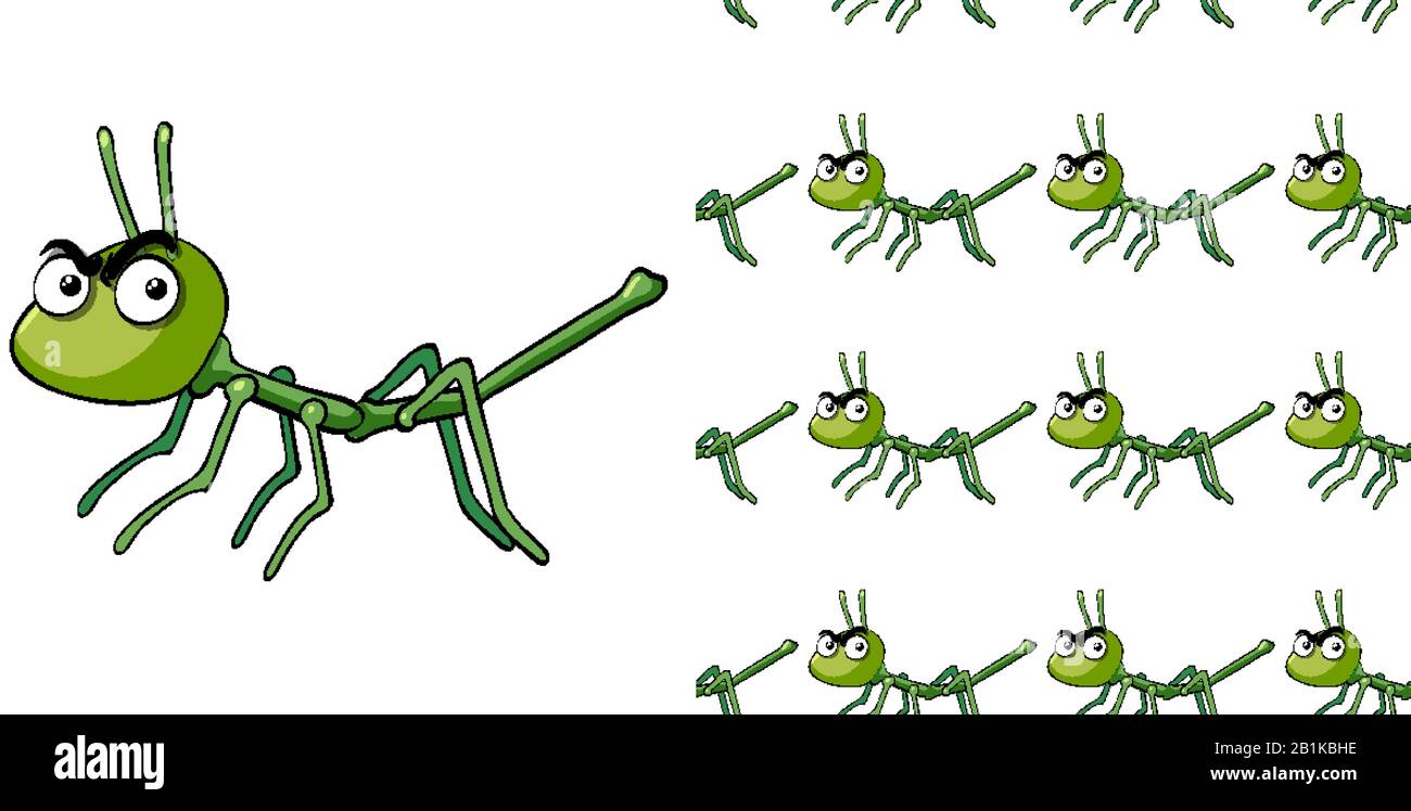 Seamless background design with stick insect illustration Stock Vector ...