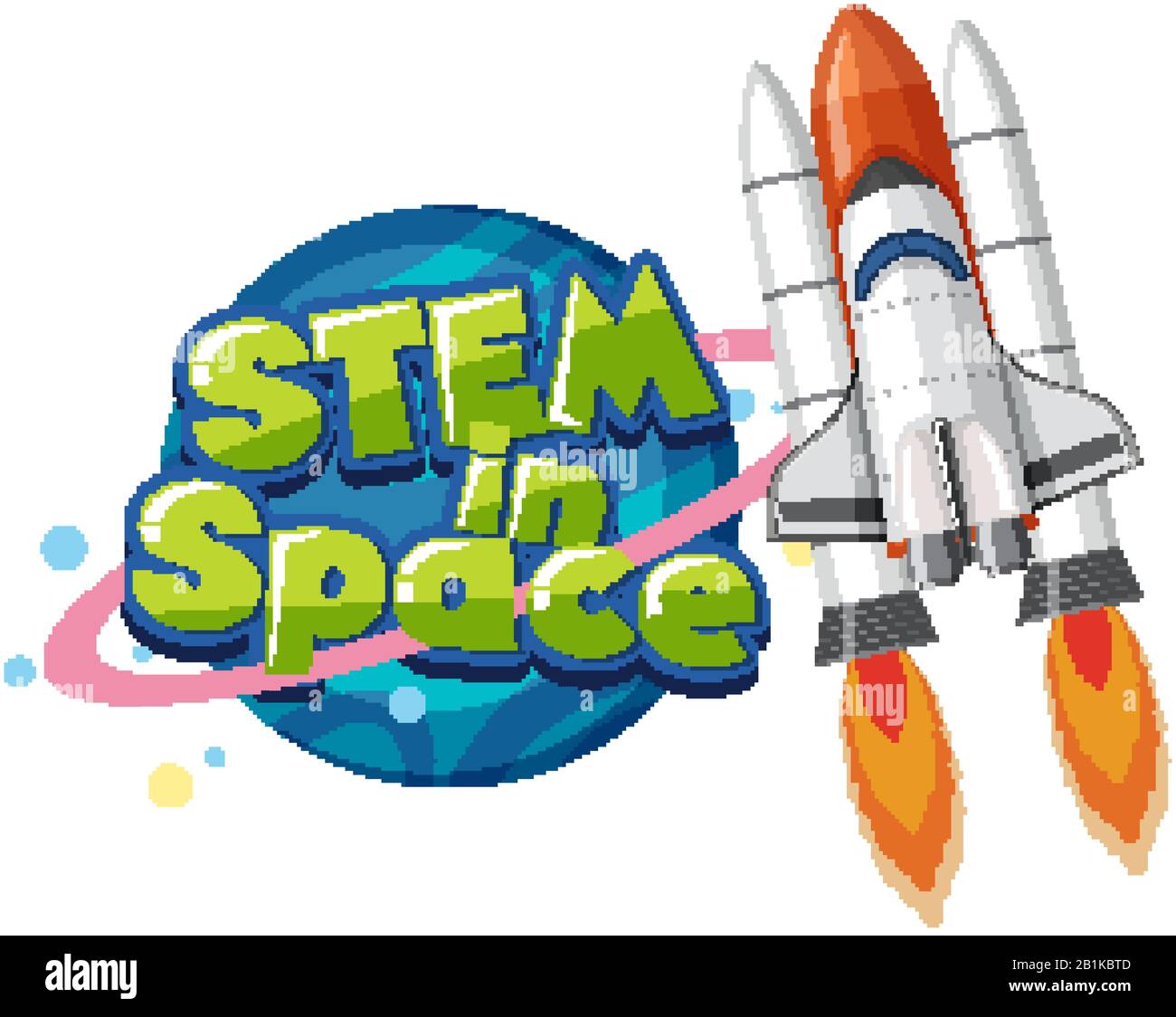 Sticker template for word STEM in space illustration Stock Vector Image ...