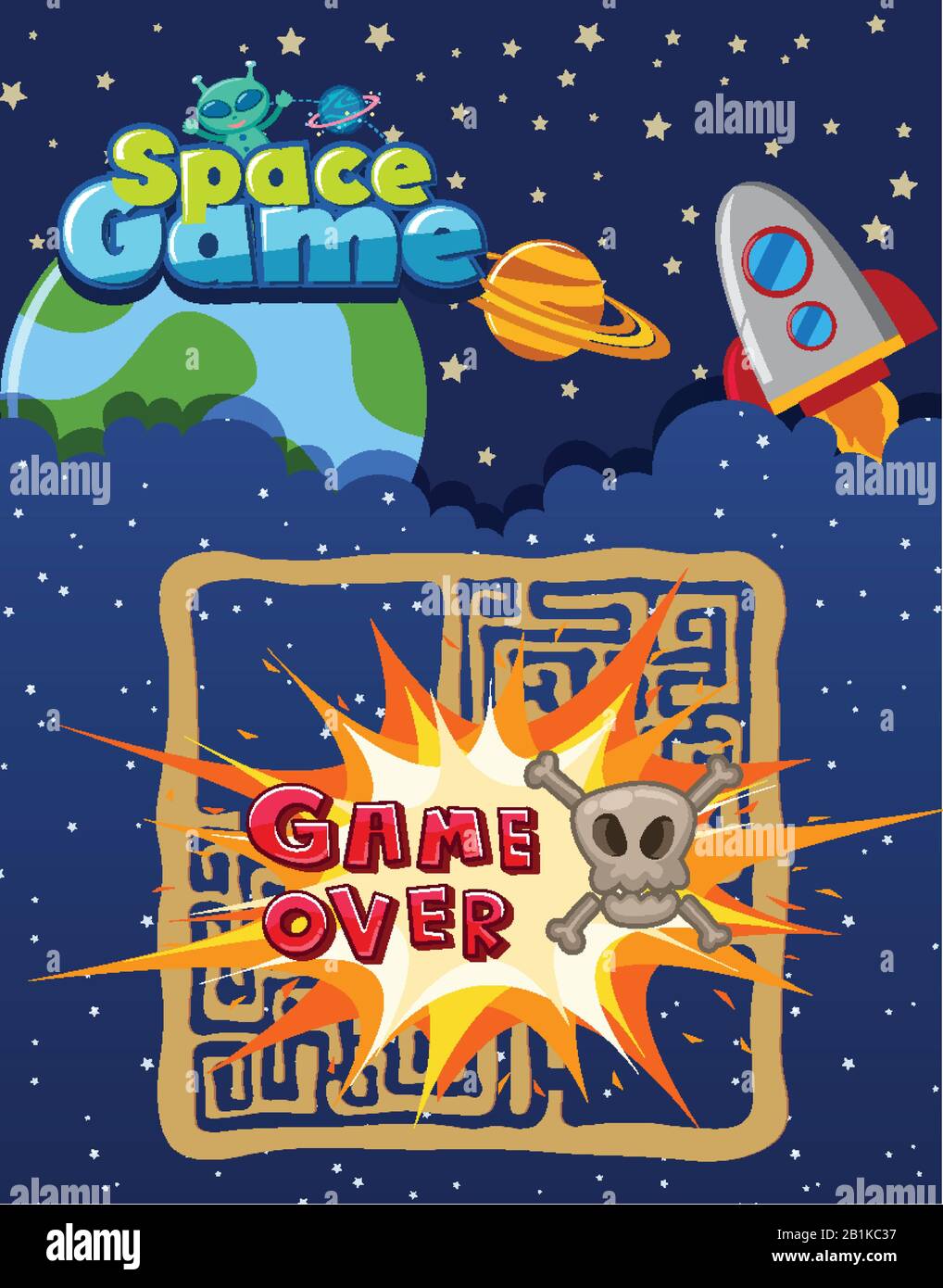 Space game template with game over on screen illustration Stock Vector ...