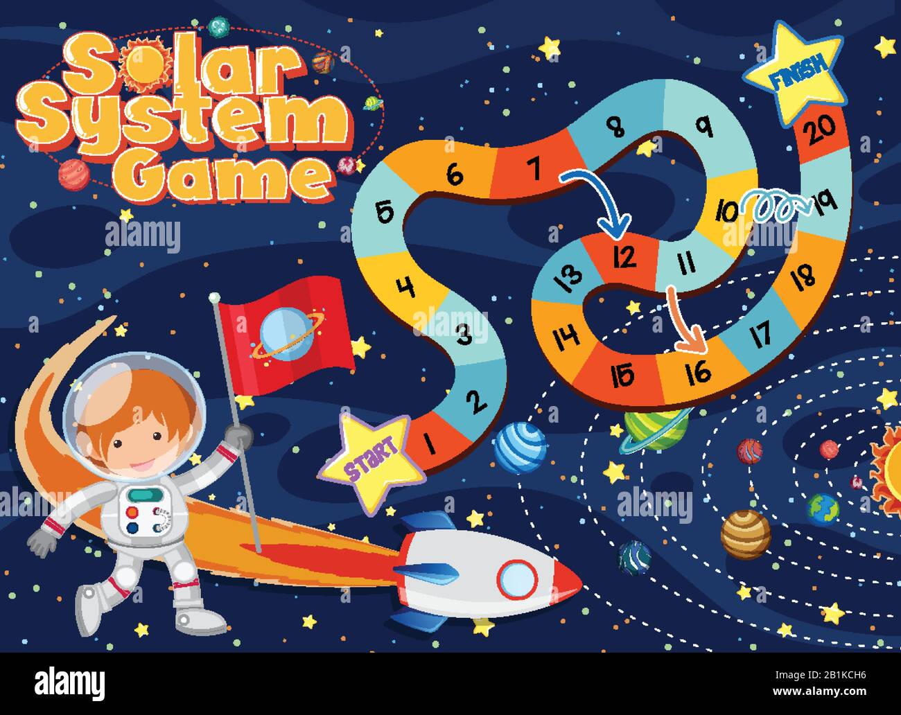 Game template with astronaut and spaceship in background illustration ...