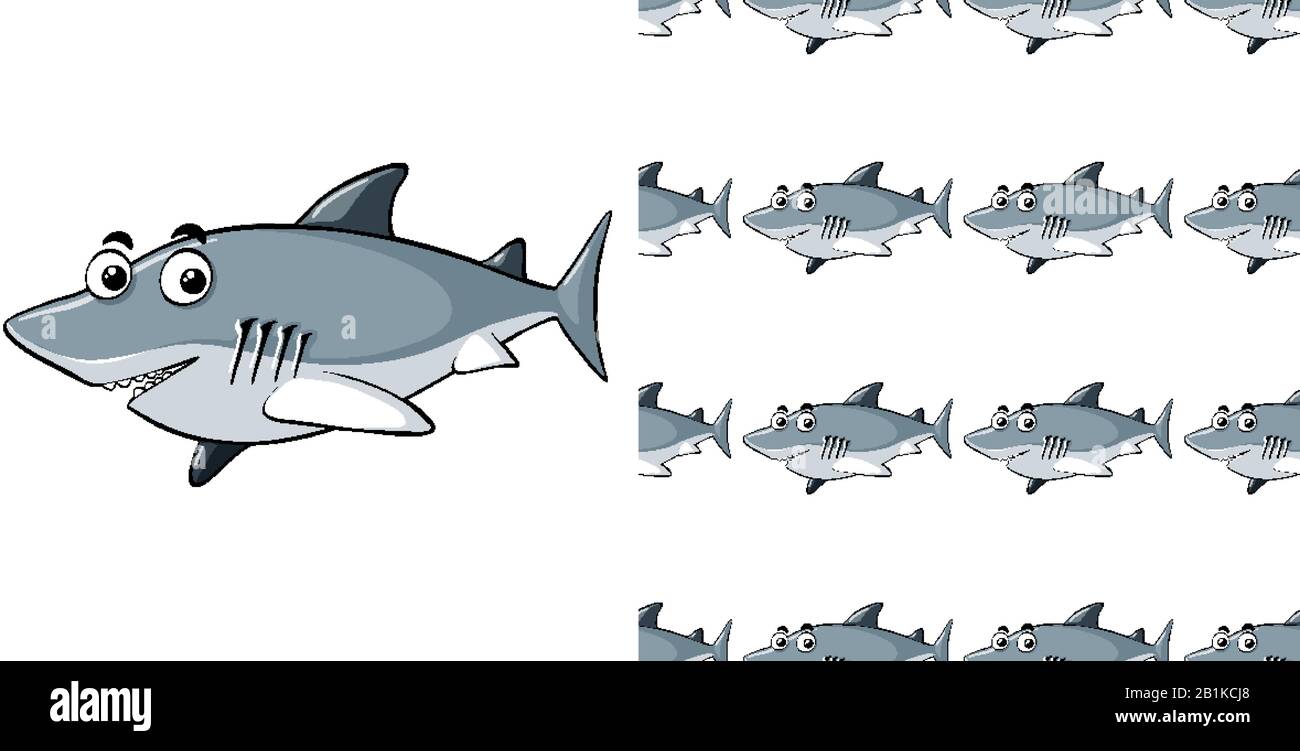 Seamless background design with gray shark illustration Stock Vector ...