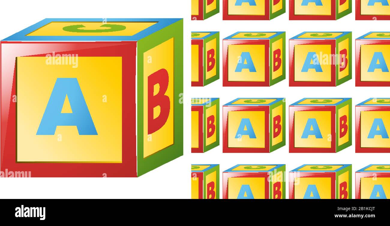 Seamless background design with alphabet block illustration Stock ...