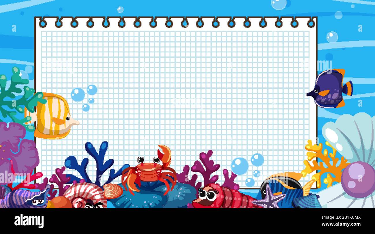 Border template with underwater scene in background illustration Stock ...