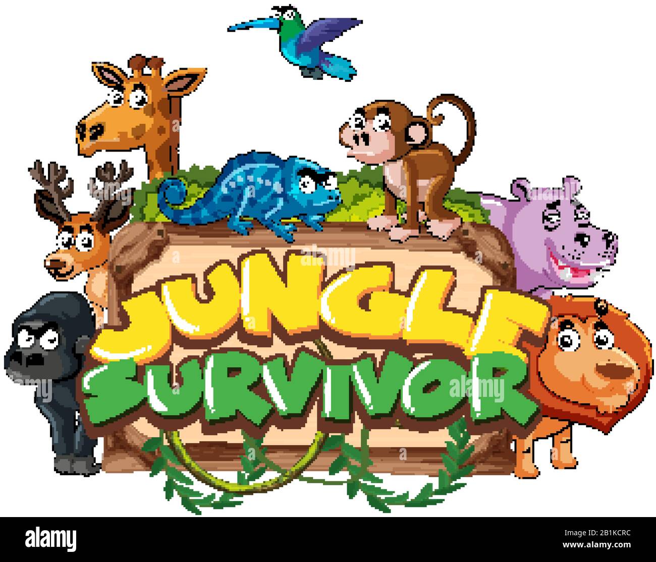 Font design for word jungle survivor with wild animals in background ...