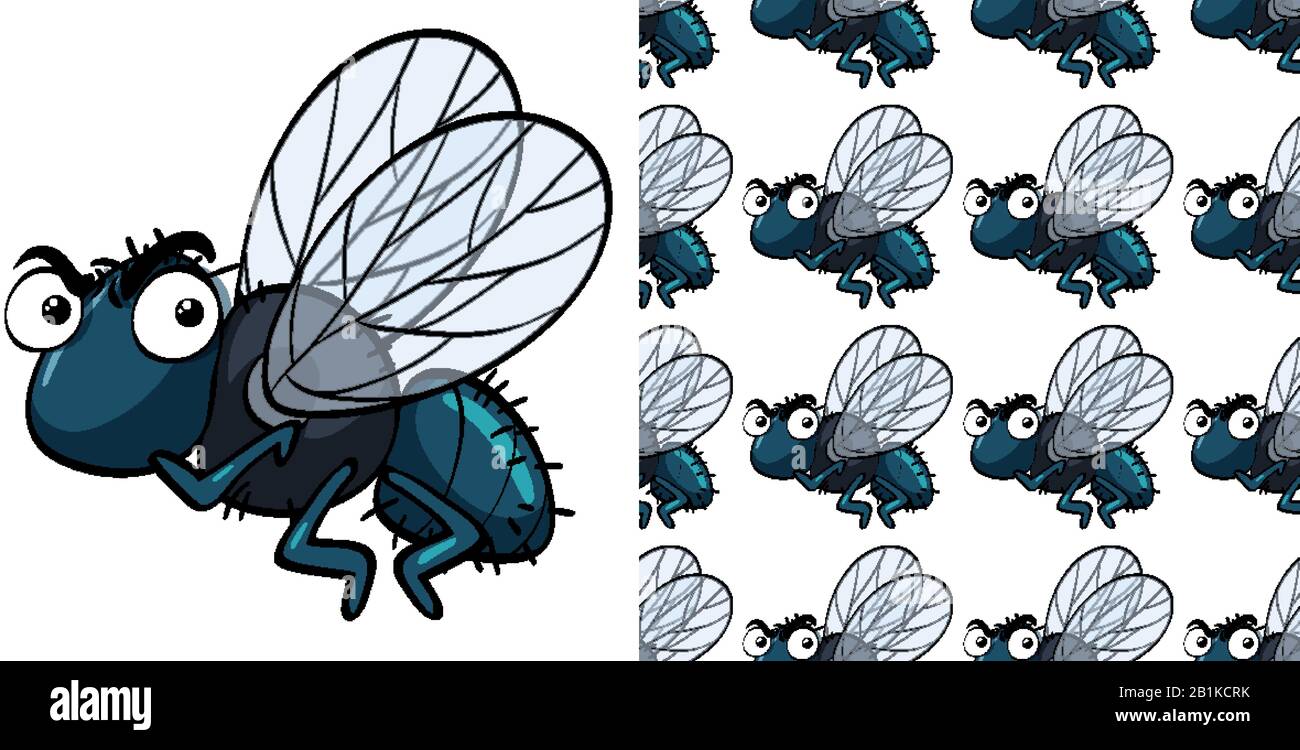 Seamless background design with housefly illustration Stock Vector ...