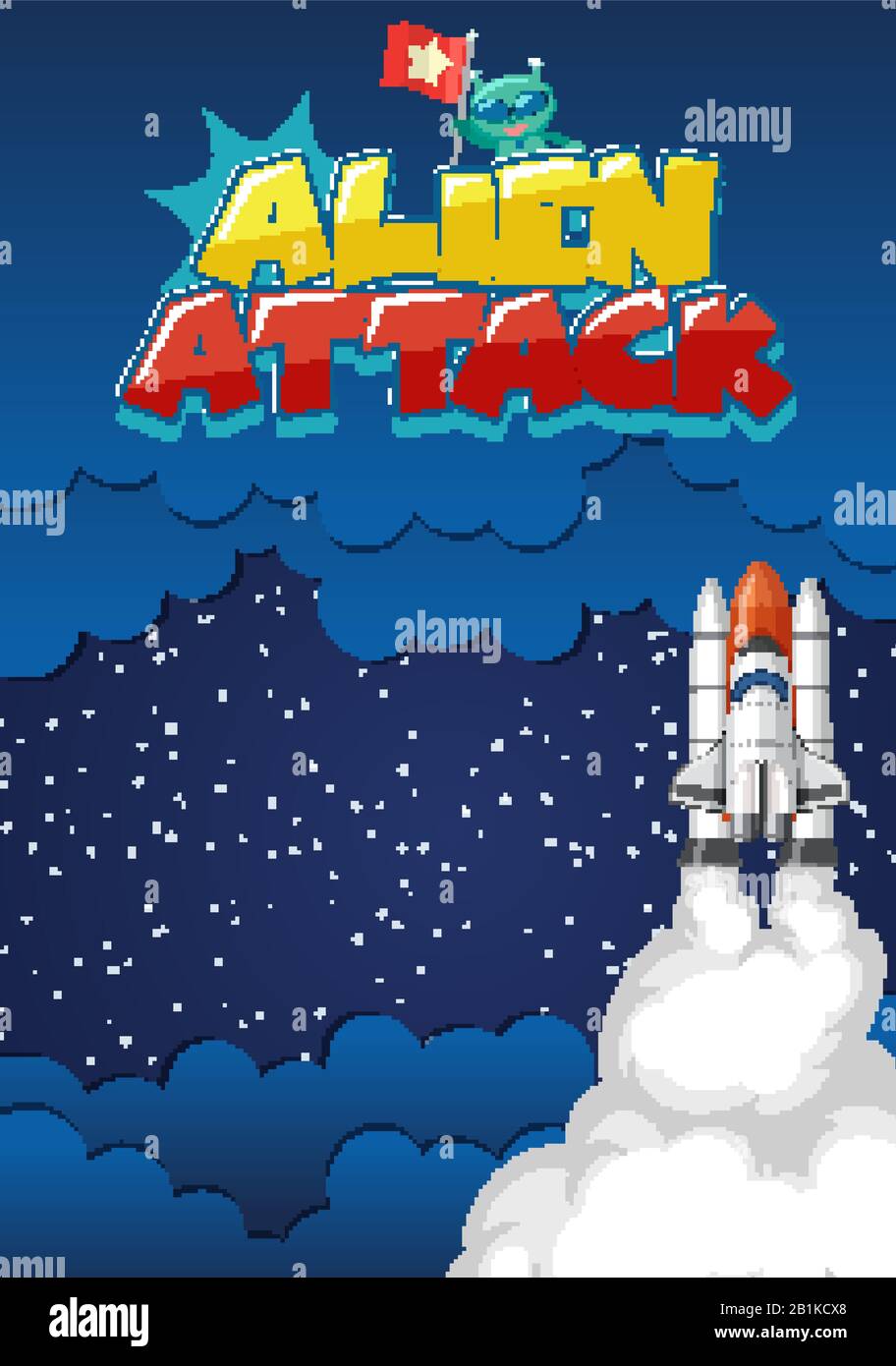 Background design with alien attack in the space theme illustration ...