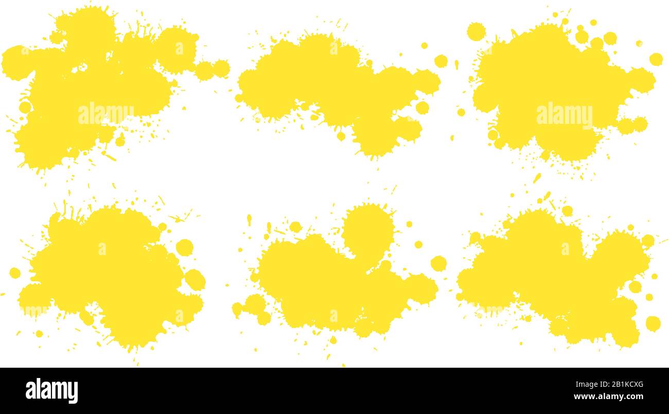 Watercolor splash in set of yellow on white background illustration ...