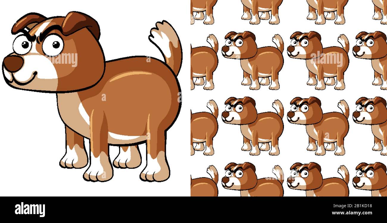 Seamless background design with brown dog illustration Stock Vector ...