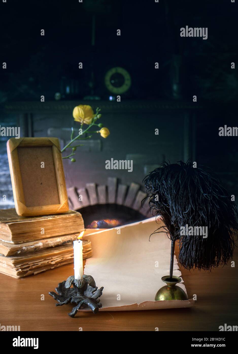 old scroll and feather Stock Photo - Alamy