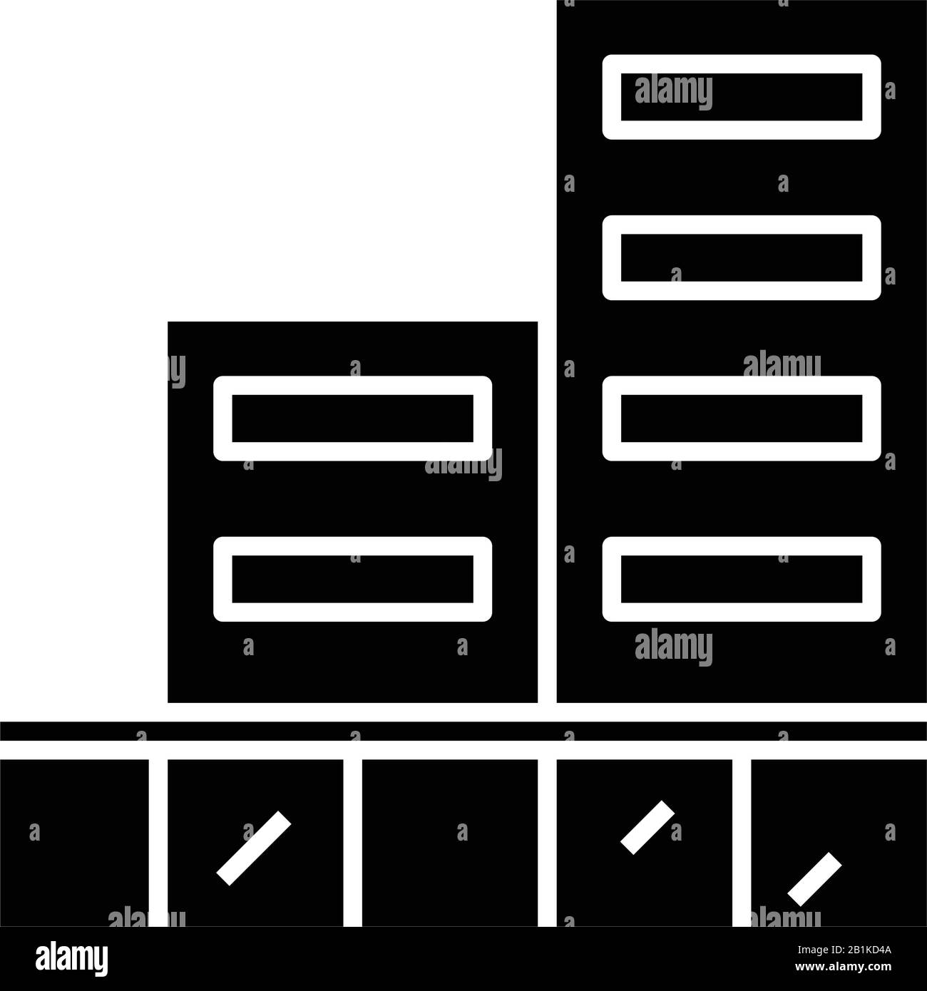 Building spaces black icon, concept illustration, vector flat symbol ...