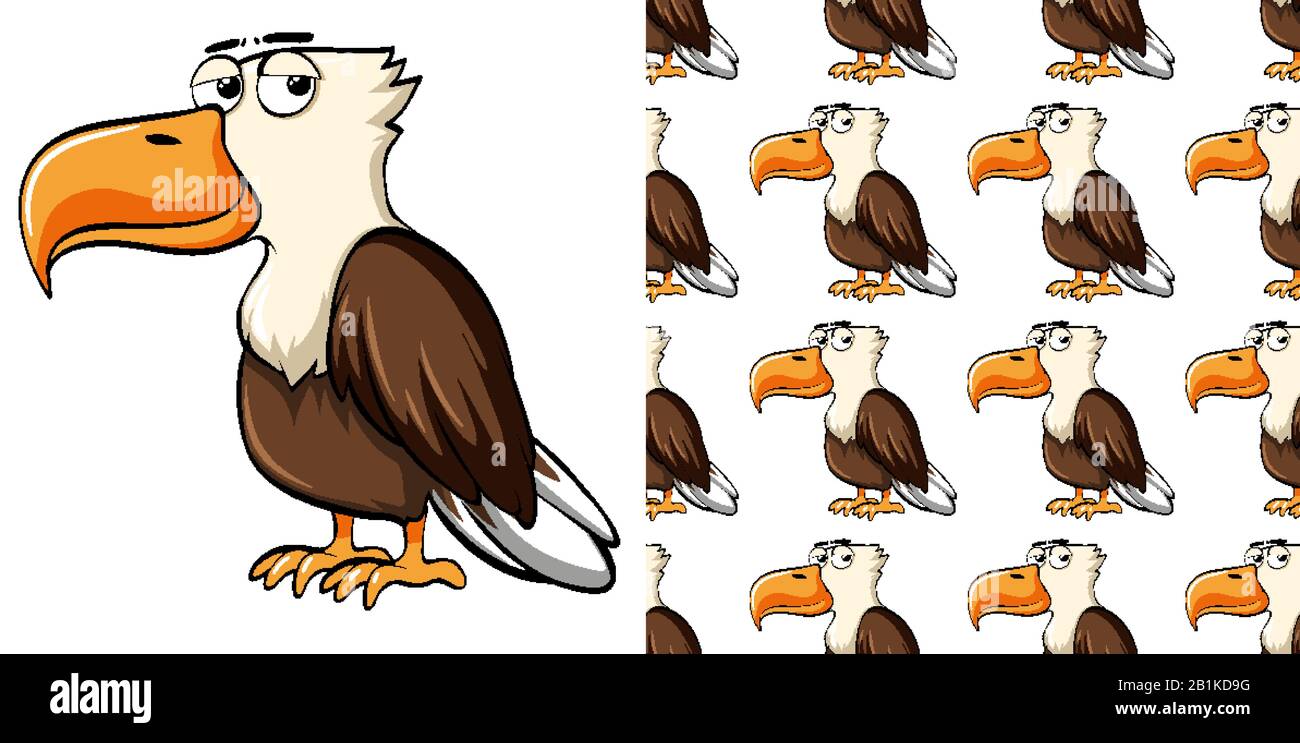 Seamless background design with wild eagle illustration Stock Vector ...