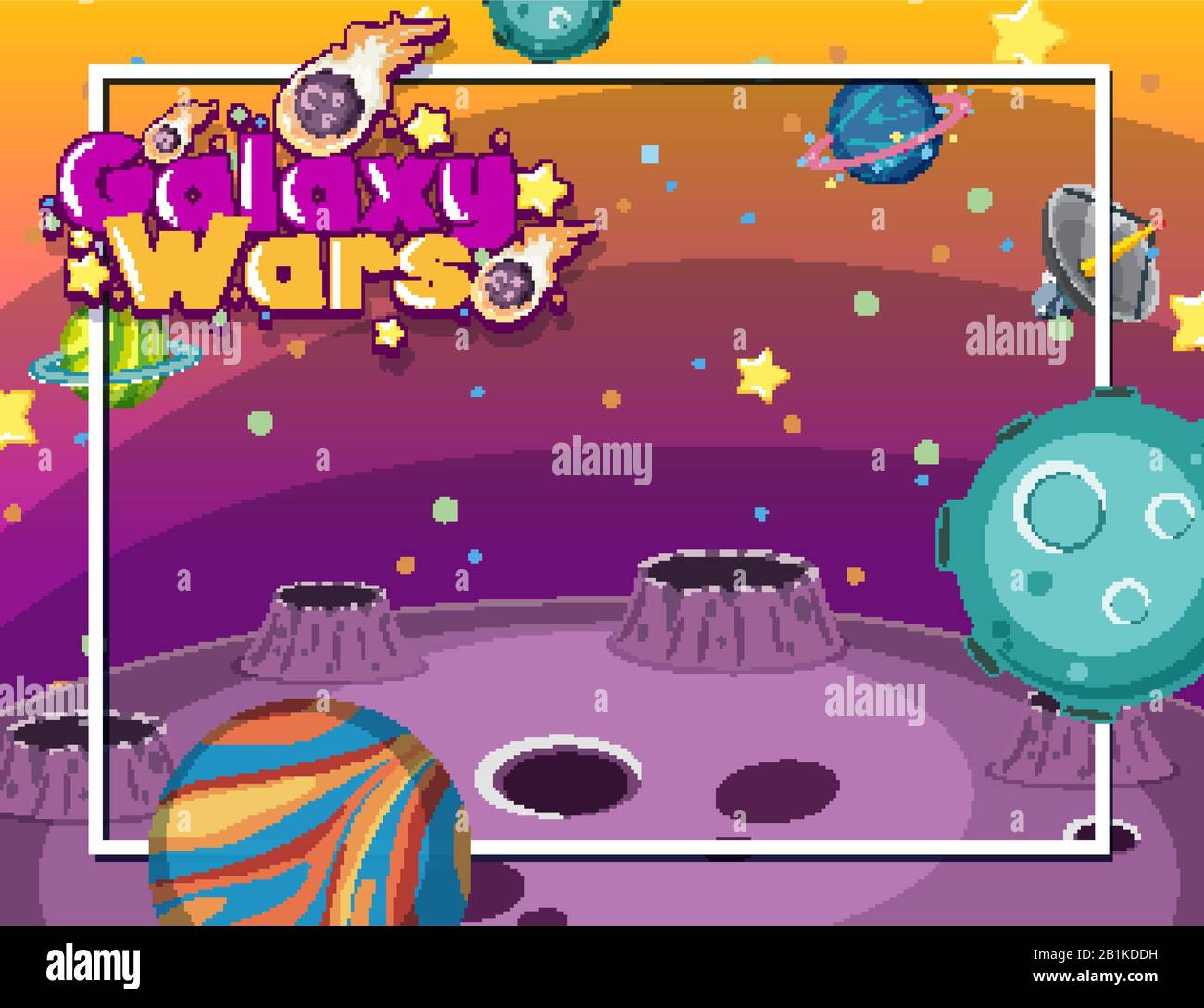 Frame design with many planets in the space background illustration ...