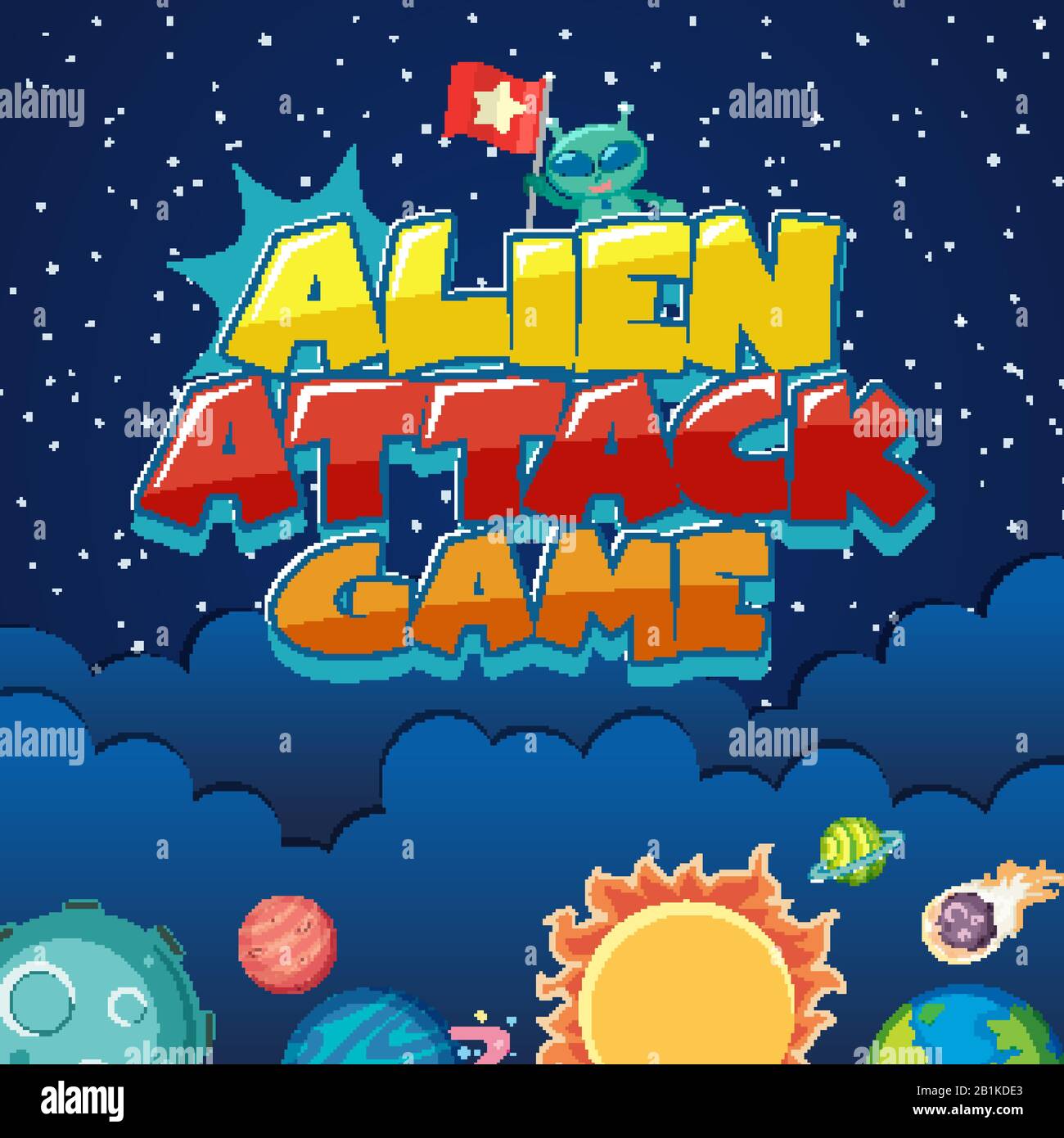 Poster design with alien attack in the space illustration Stock Vector ...