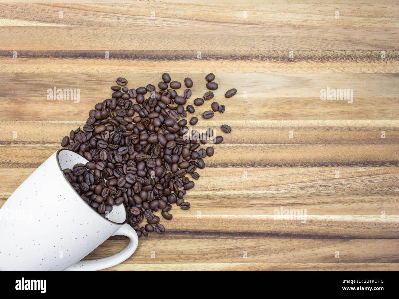 Top View of a White COffee Mug on it's Side, Bottom Left of Frame, with ...