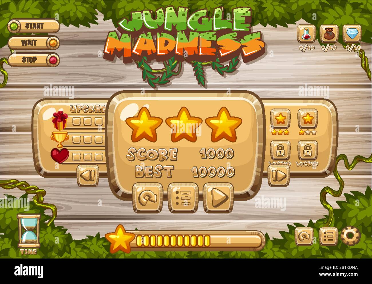 Computer game background design with green leaves on board illustration ...