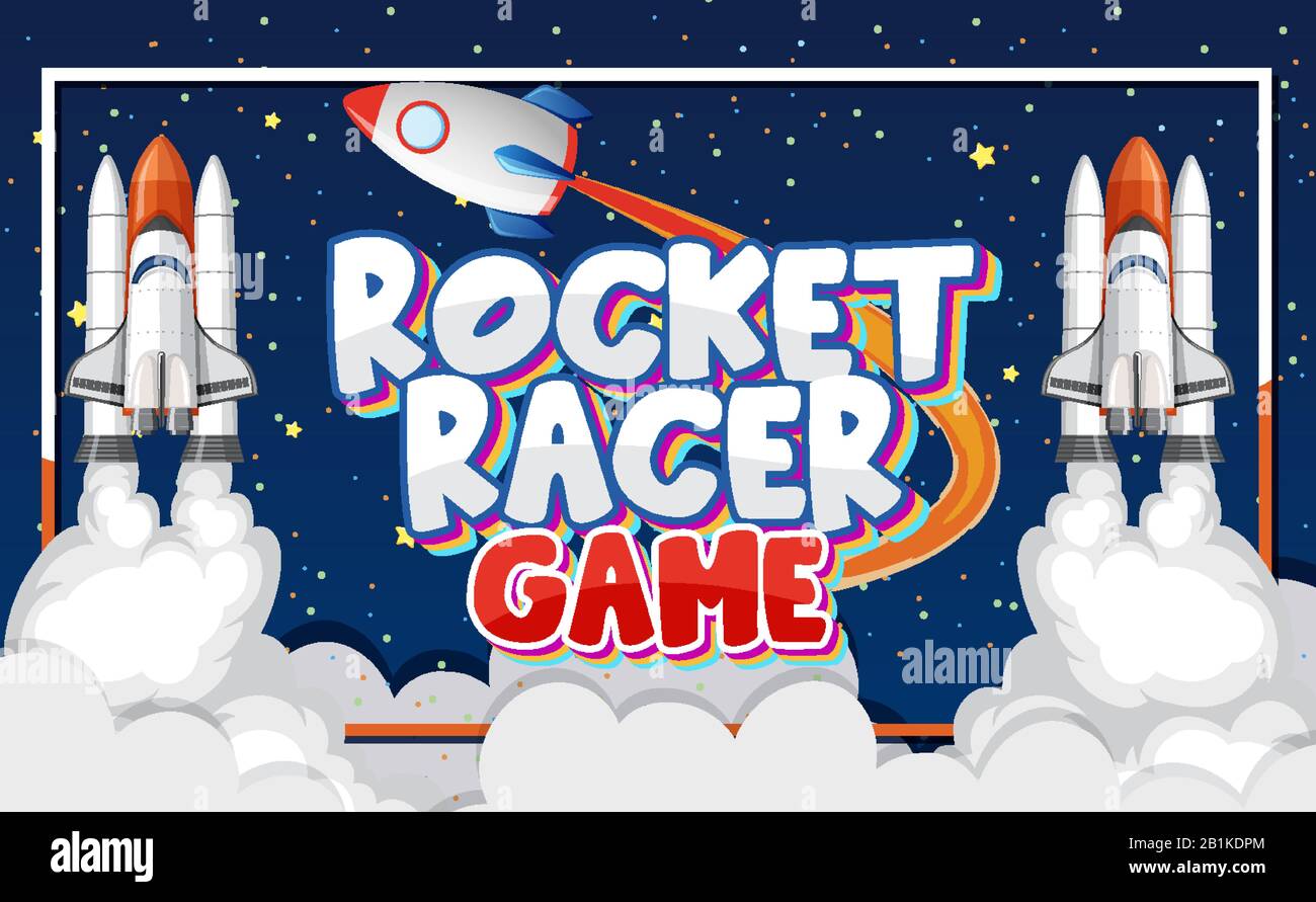 Poster design with rocket racer game in space background illustration ...