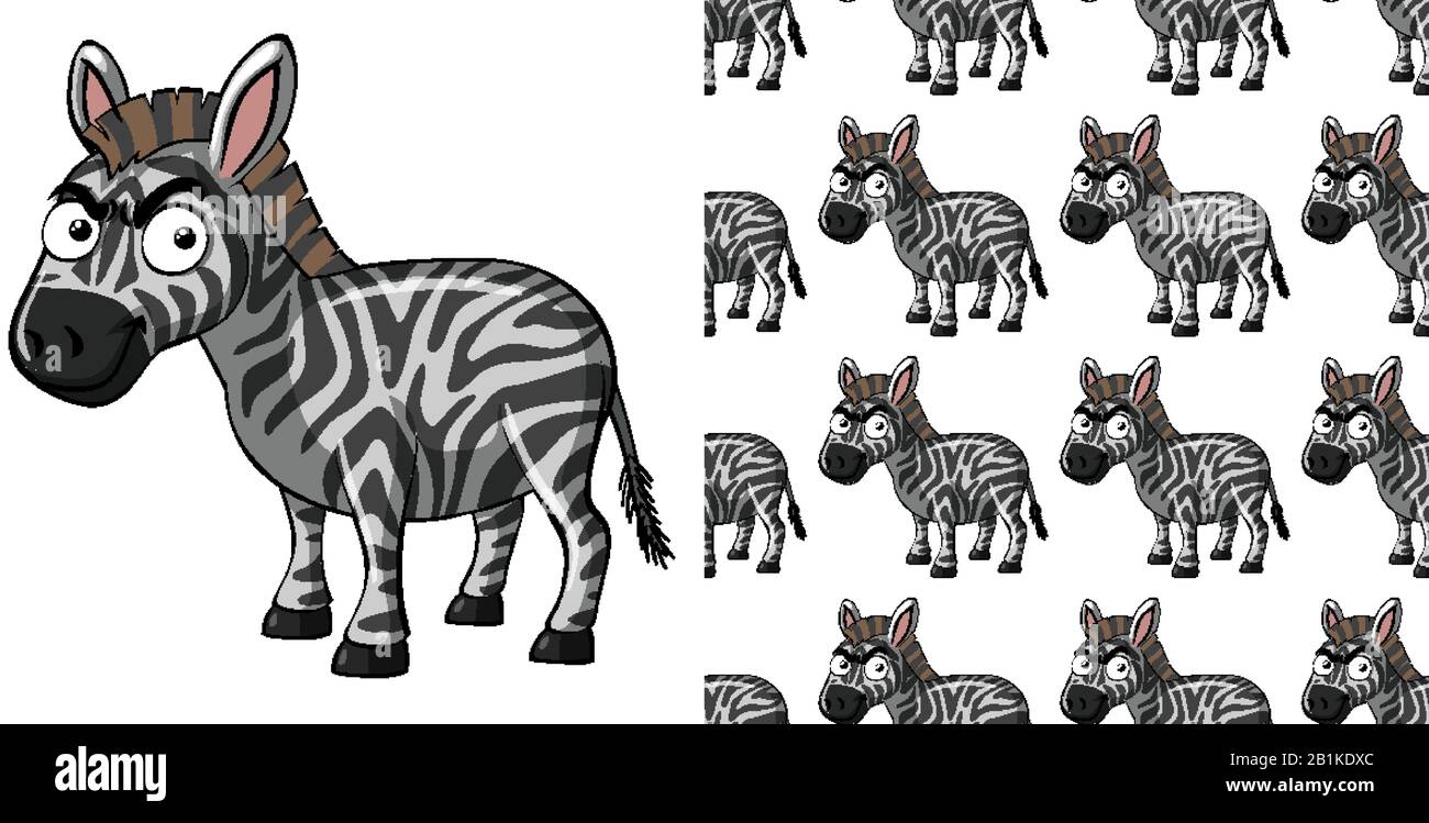 Seamless background design with cute zebra illustration Stock Vector ...