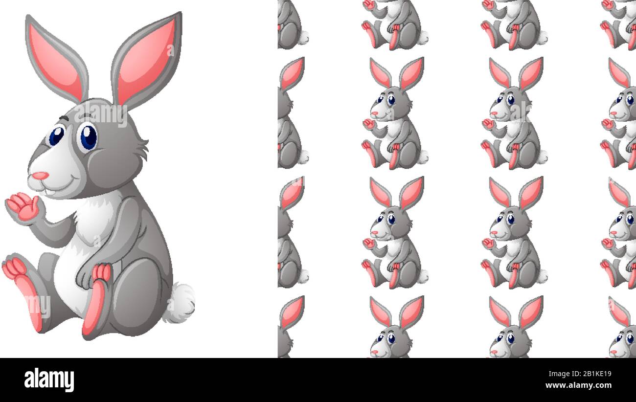 Seamless background design with gray rabbit illustration Stock Vector ...