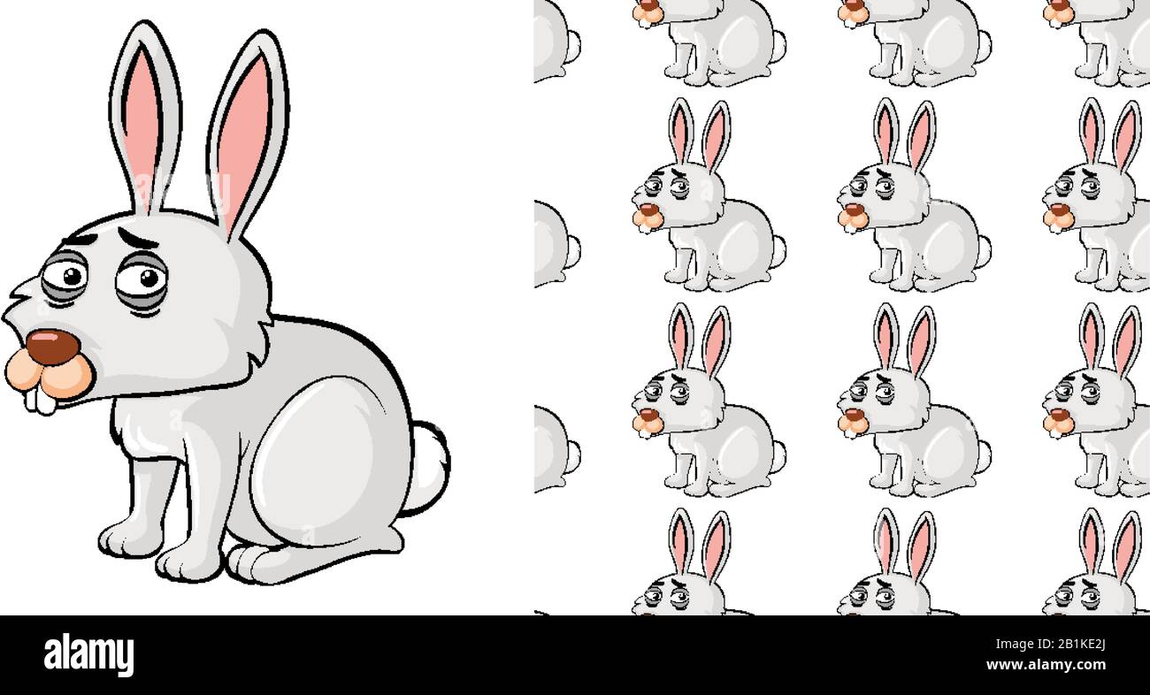 Seamless background design with sad rabbit illustration Stock Vector ...