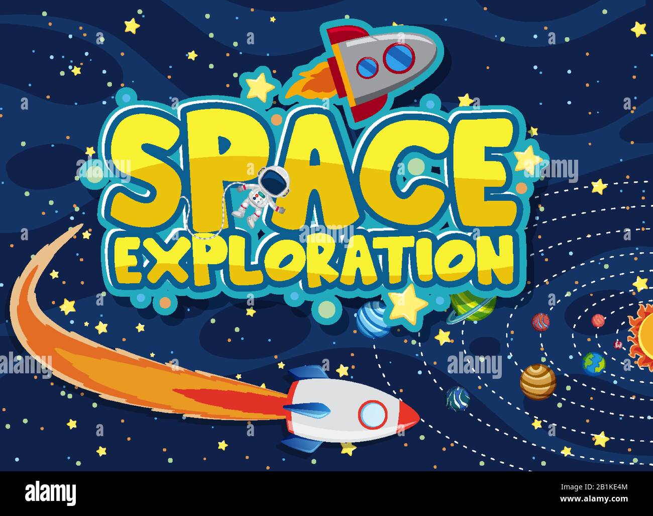 Background design with space exploration theme illustration Stock ...
