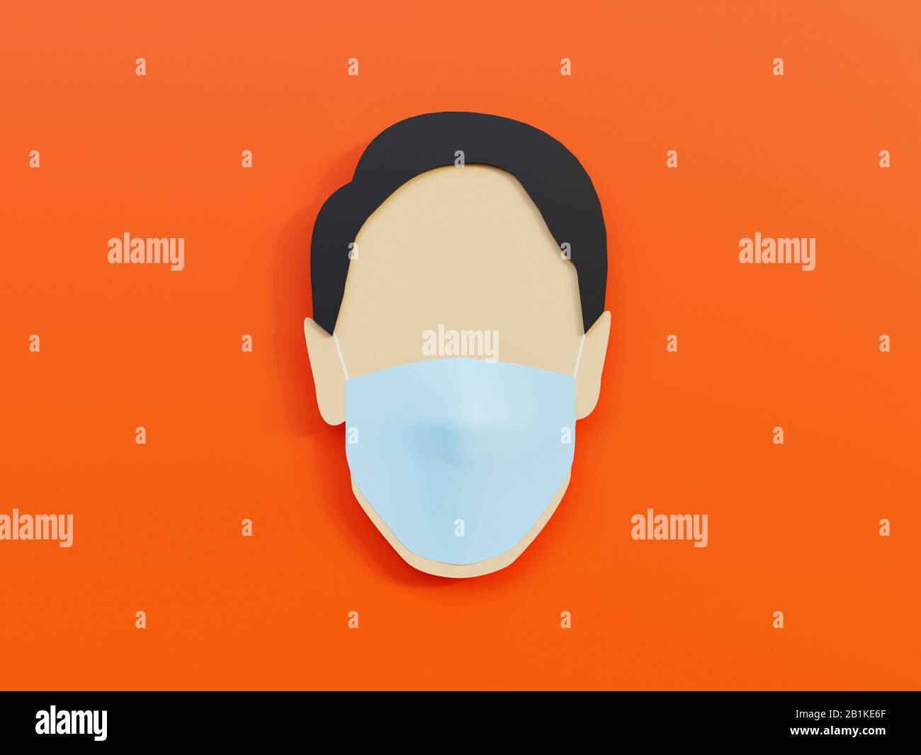 Men wearing medical mask as protection in Lava Orange background with ...