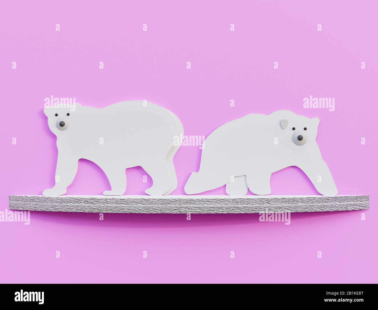 Polar Bears over an melting ice cap cut paper art minimalist concept ...