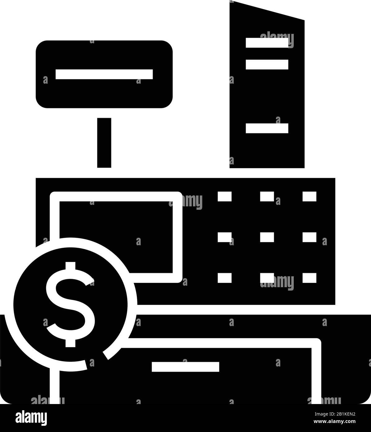 Cashbox black icon, concept illustration, vector flat symbol, glyph ...