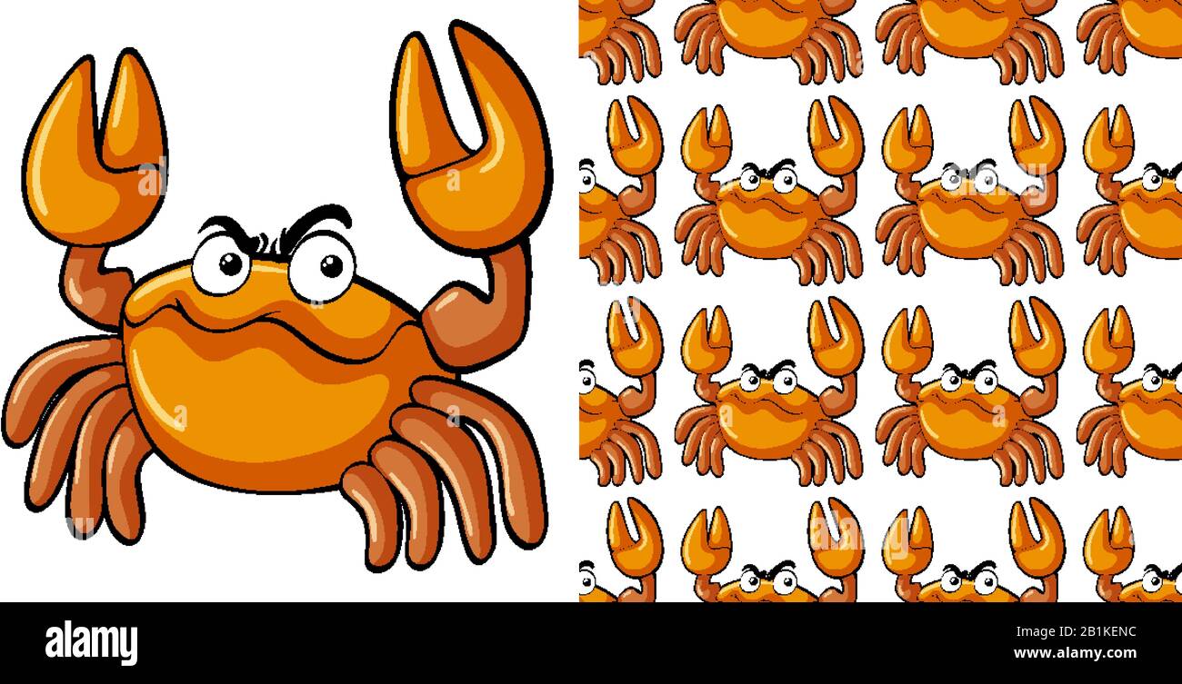 Seamless background design with angry crab illustration Stock Vector ...