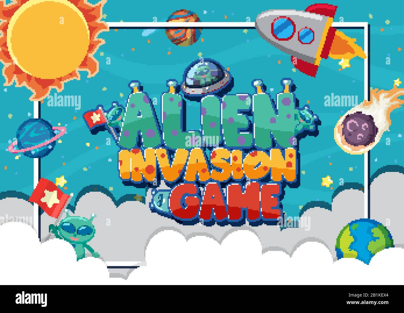 Poster design for alien invasion game with aliens in background ...