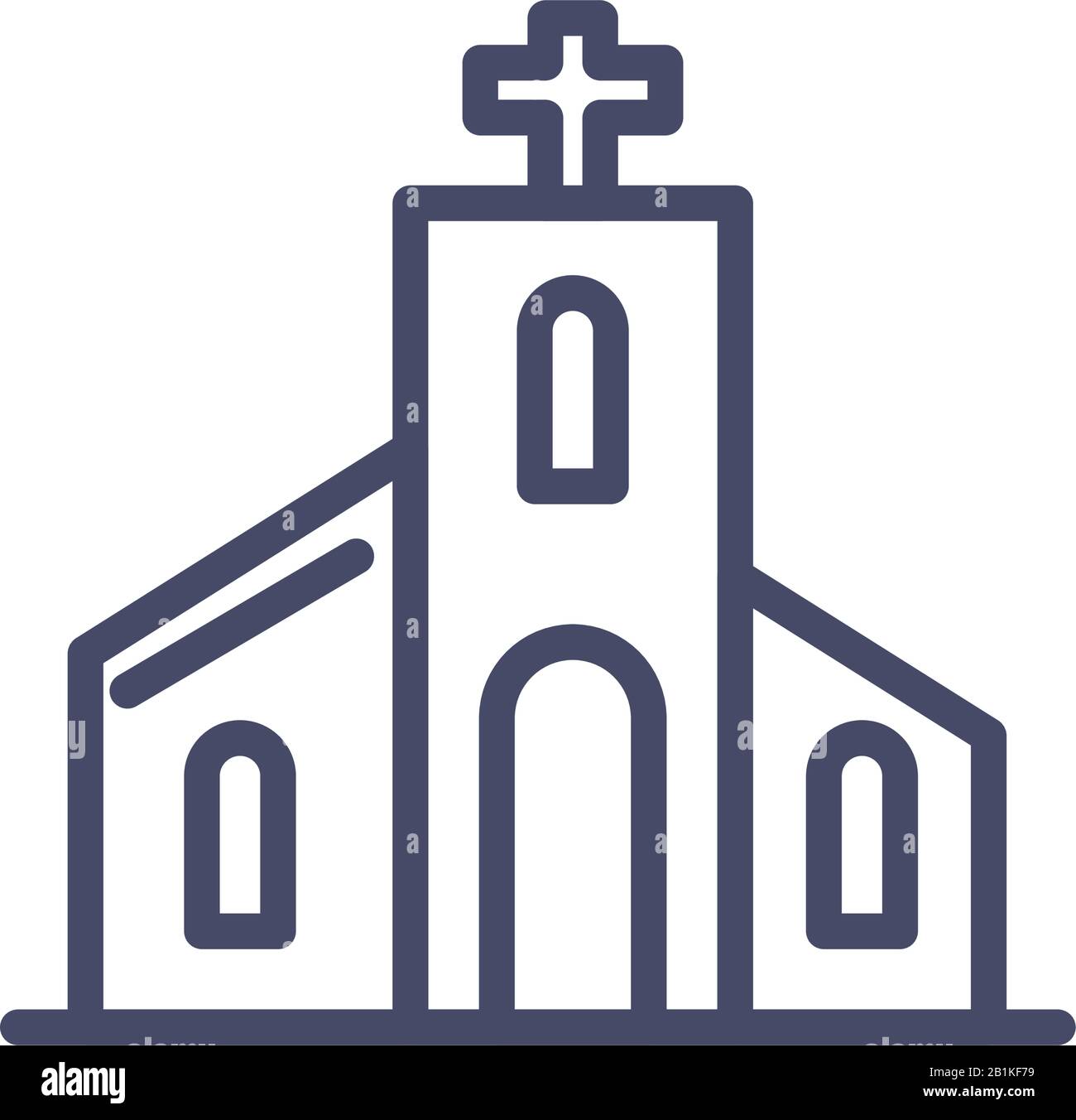 catholic church over white background, line style icon, vector ...