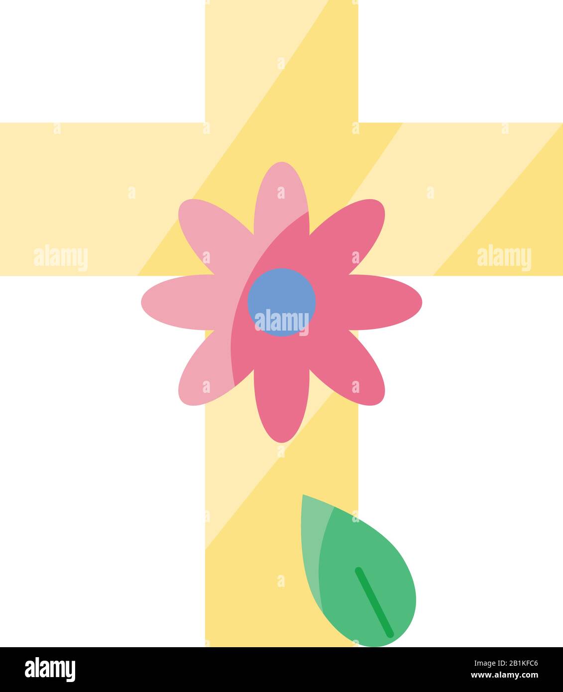 cross with beautiful flower icon over white background, colorful and ...