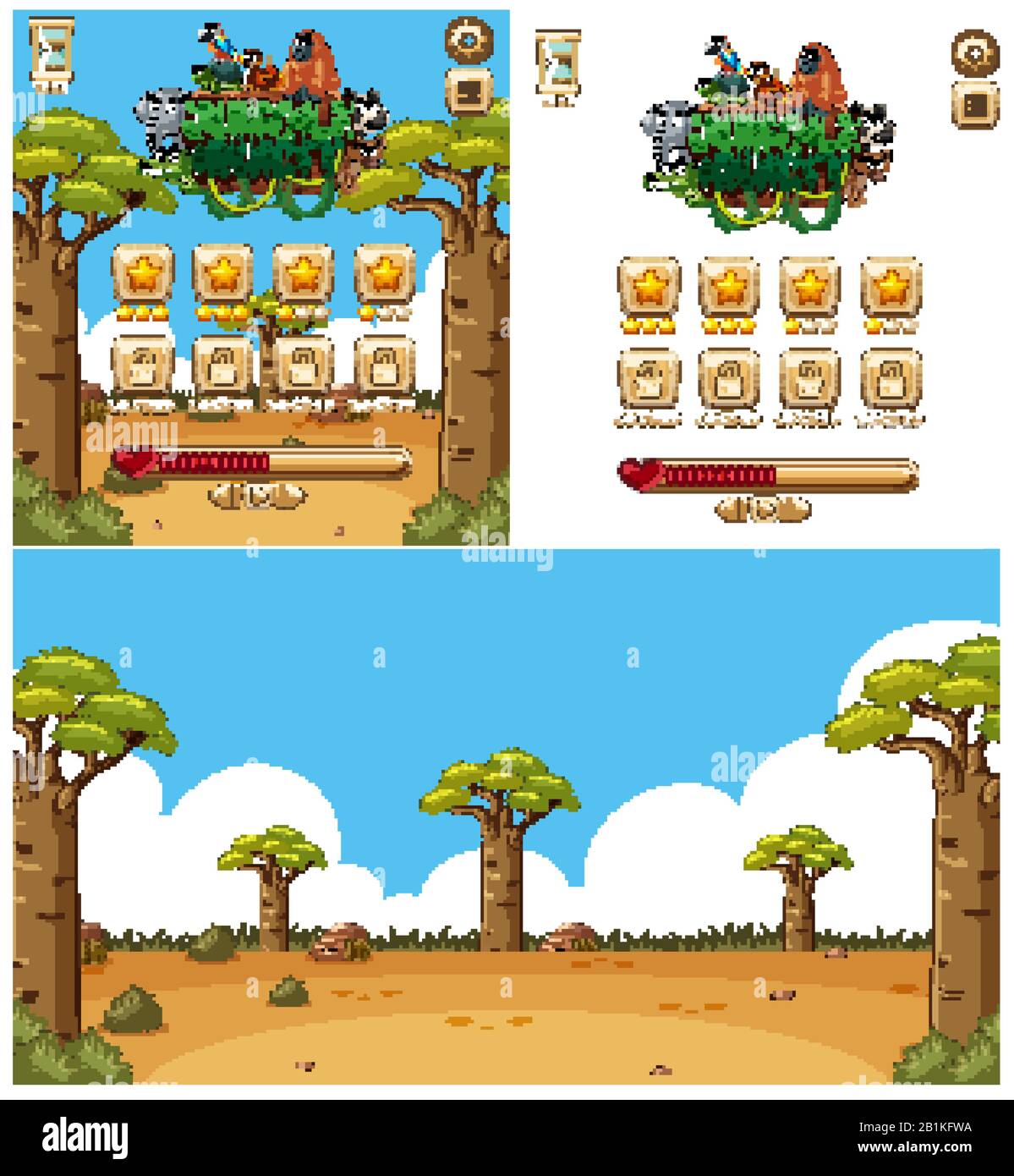 Background design for computer game with animals in the field ...
