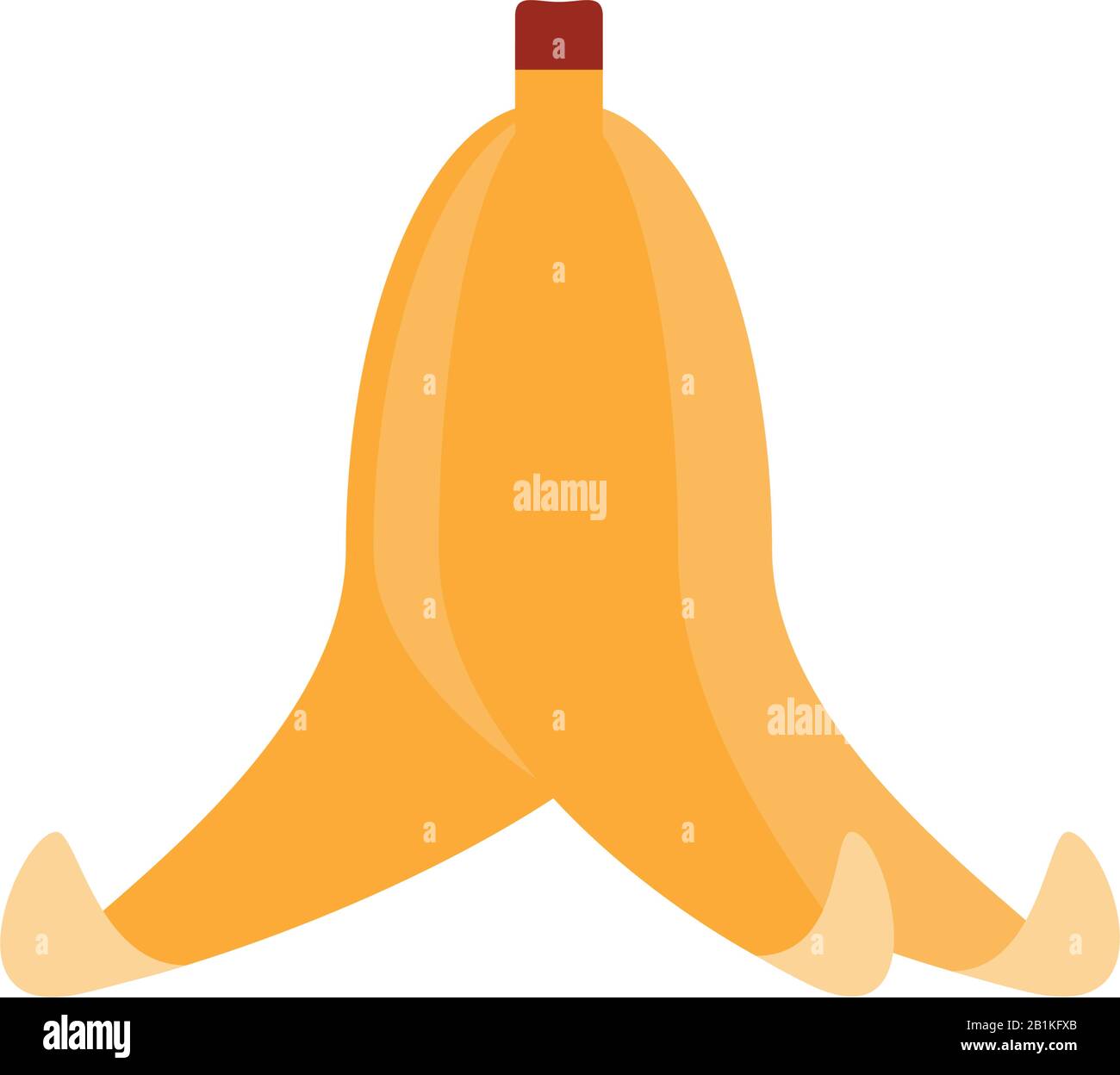 Banana Peel Over White Background Flat Style Icon Vector Illustration