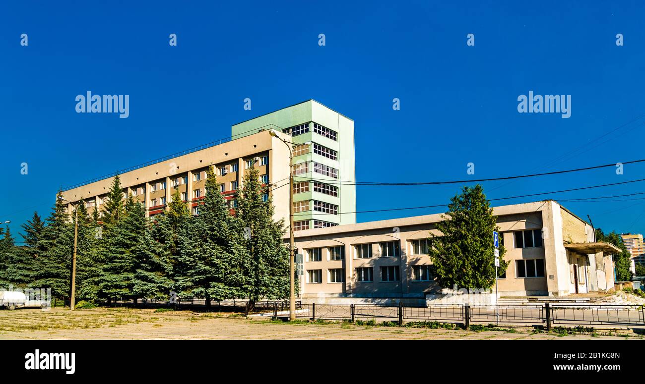 Soviet buildings in the central square of Tolyatti, Russia Stock Photo ...