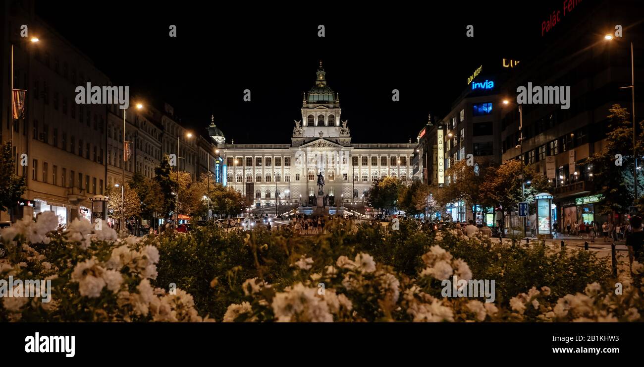 Prague, Czechia - 10.08.2019. Residents, guests of the city on Night ...