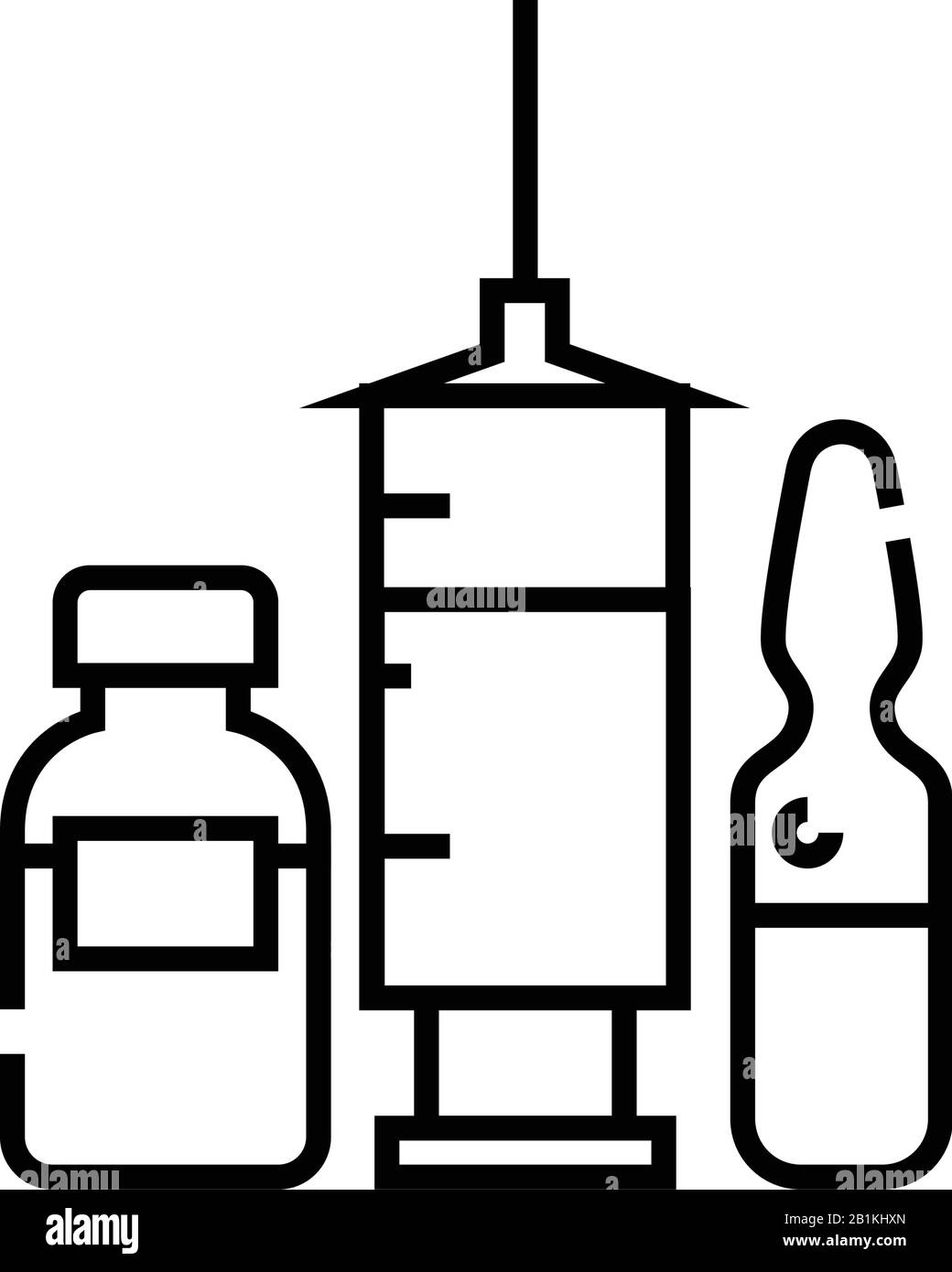 Injection medicines line icon, concept sign, outline vector ...
