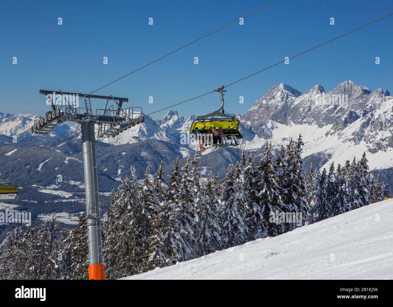 Ski area planai with view to the dachstein massif hi-res stock ...