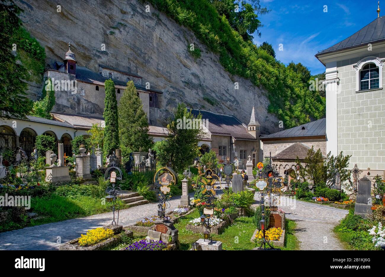 View to the catacombs, Petersfriedhof, Nonnberg Abbey, Salzburg ...