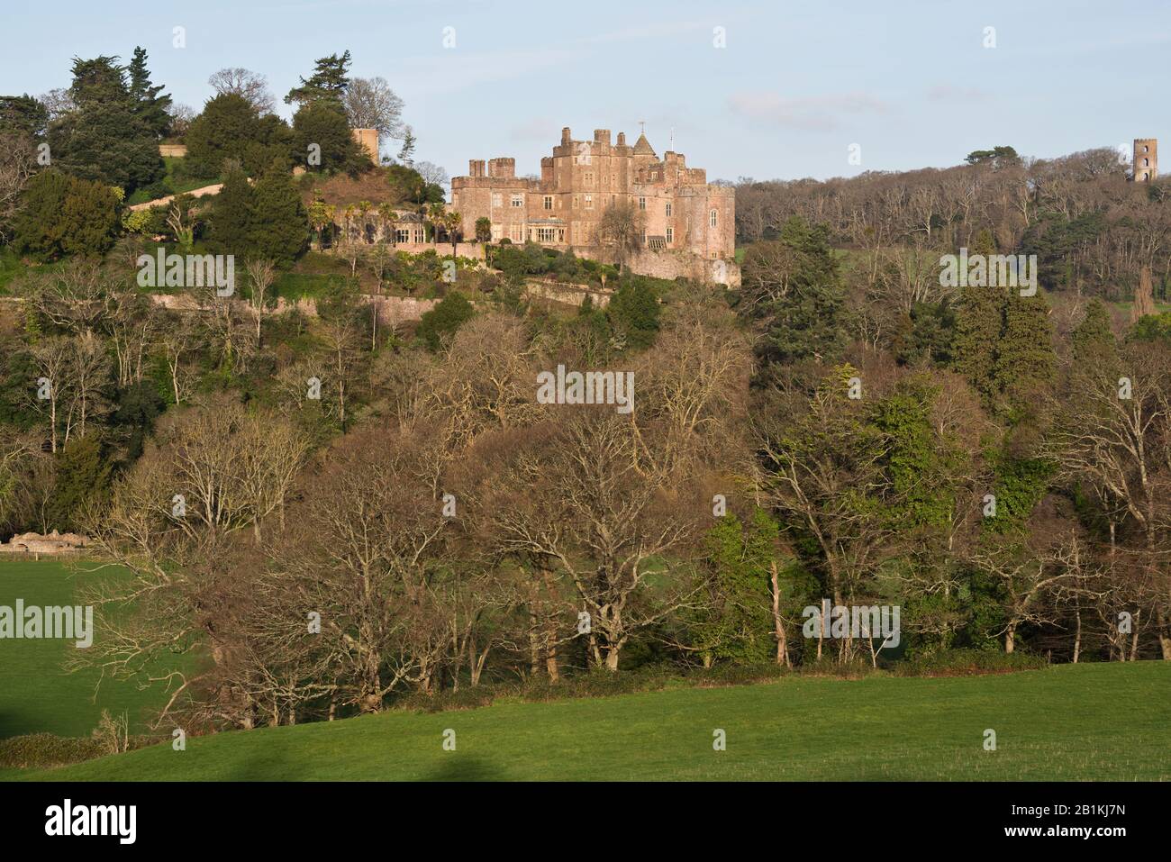 National Trusts Dunster Castle in Somerset, England on a sunny winters ...