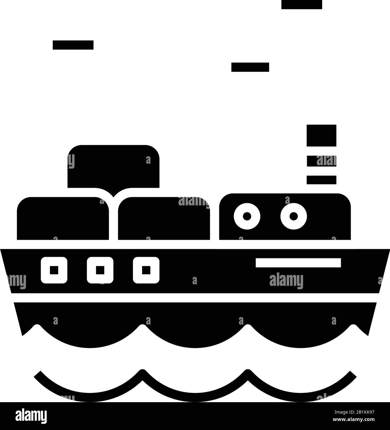 Cargo ship black icon, concept illustration, vector flat symbol, glyph ...