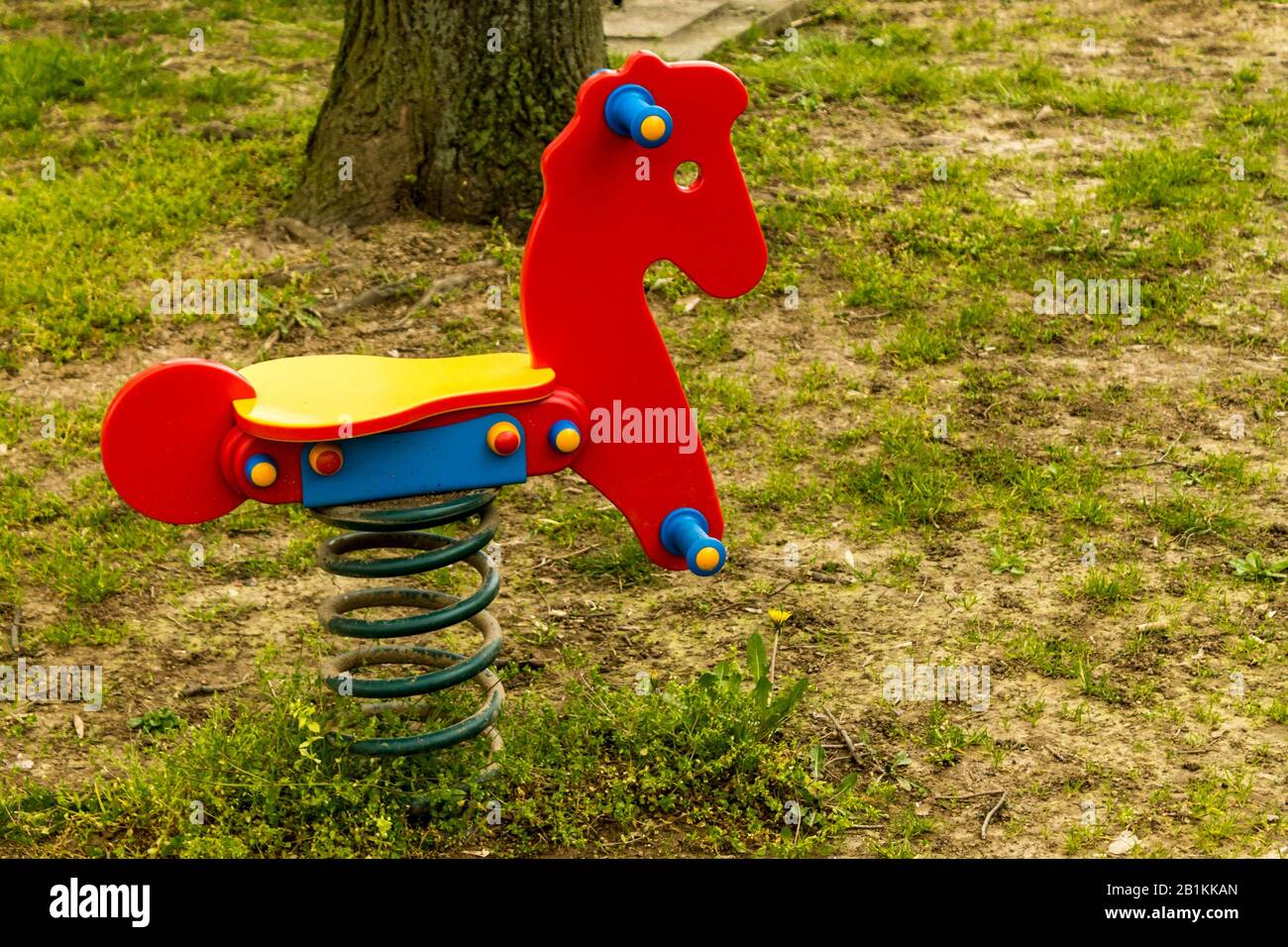 Horse spring playground hi-res stock photography and images - Alamy