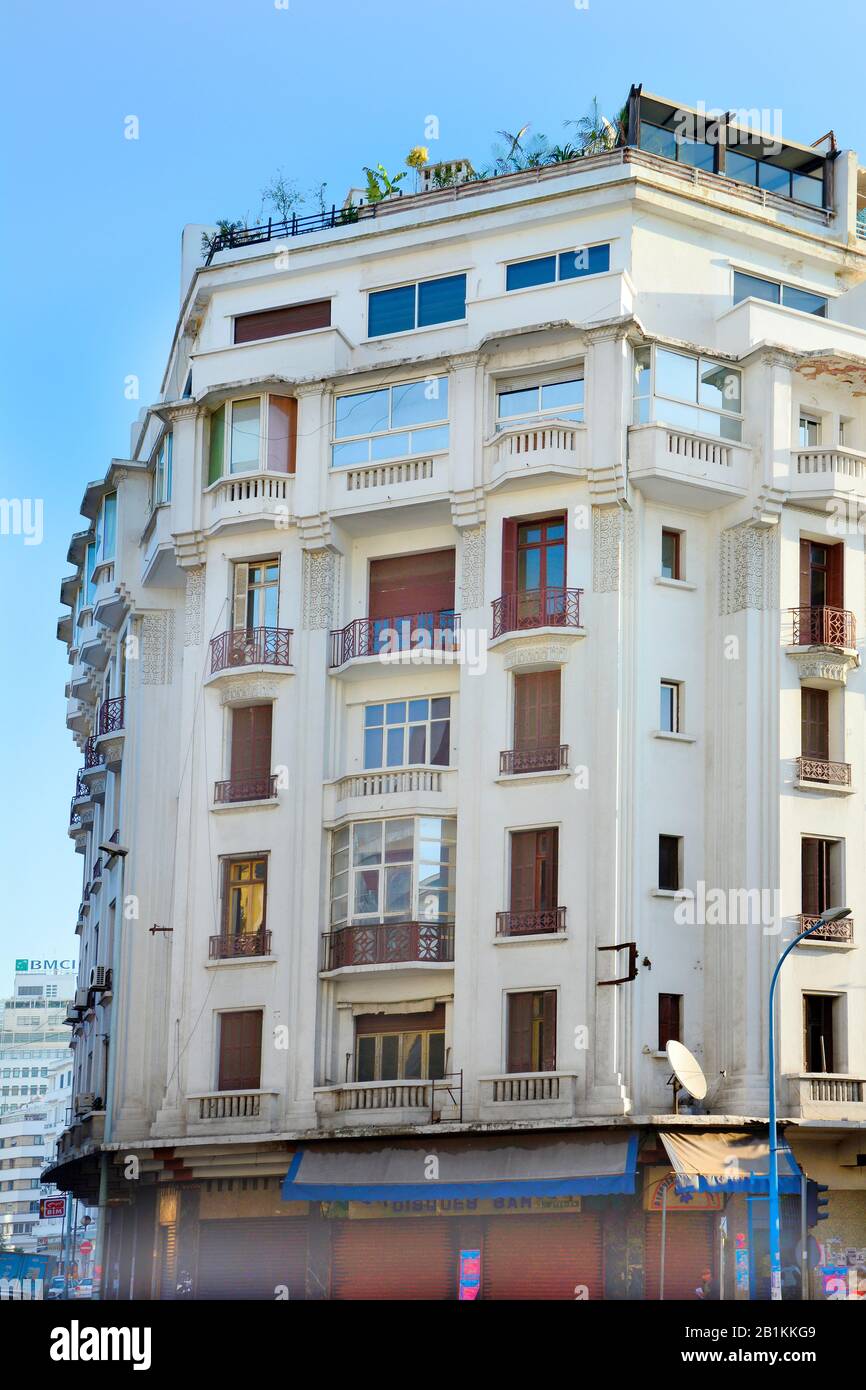 Casablanca, Morocco - building in a main street of Casablanca with ...
