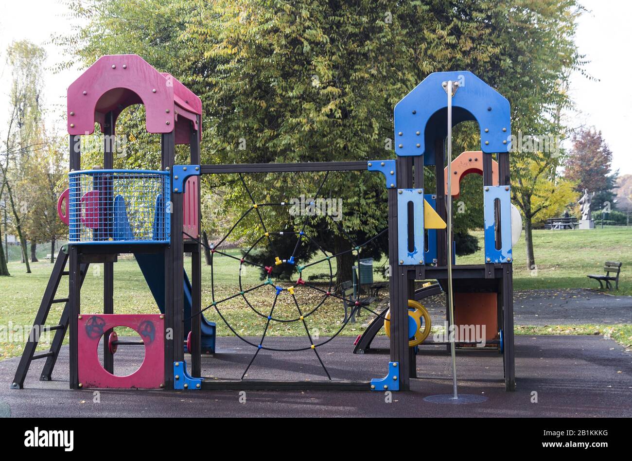 swing and slides at the playground Stock Photo - Alamy