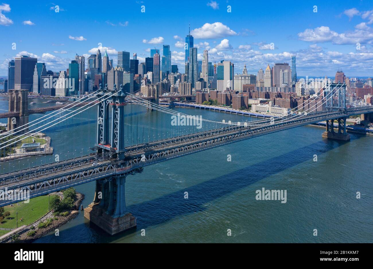 Aerial view of NYC and Manhattan Bridge Stock Photo - Alamy