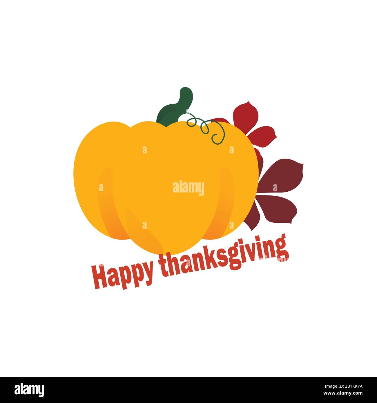 Happy Thanksgiving - ripe pumpkin and oak leaves Stock Vector Image ...