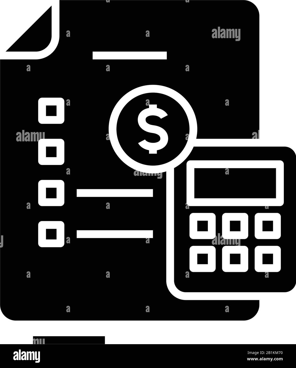 Calculating report black icon, concept illustration, vector flat symbol ...